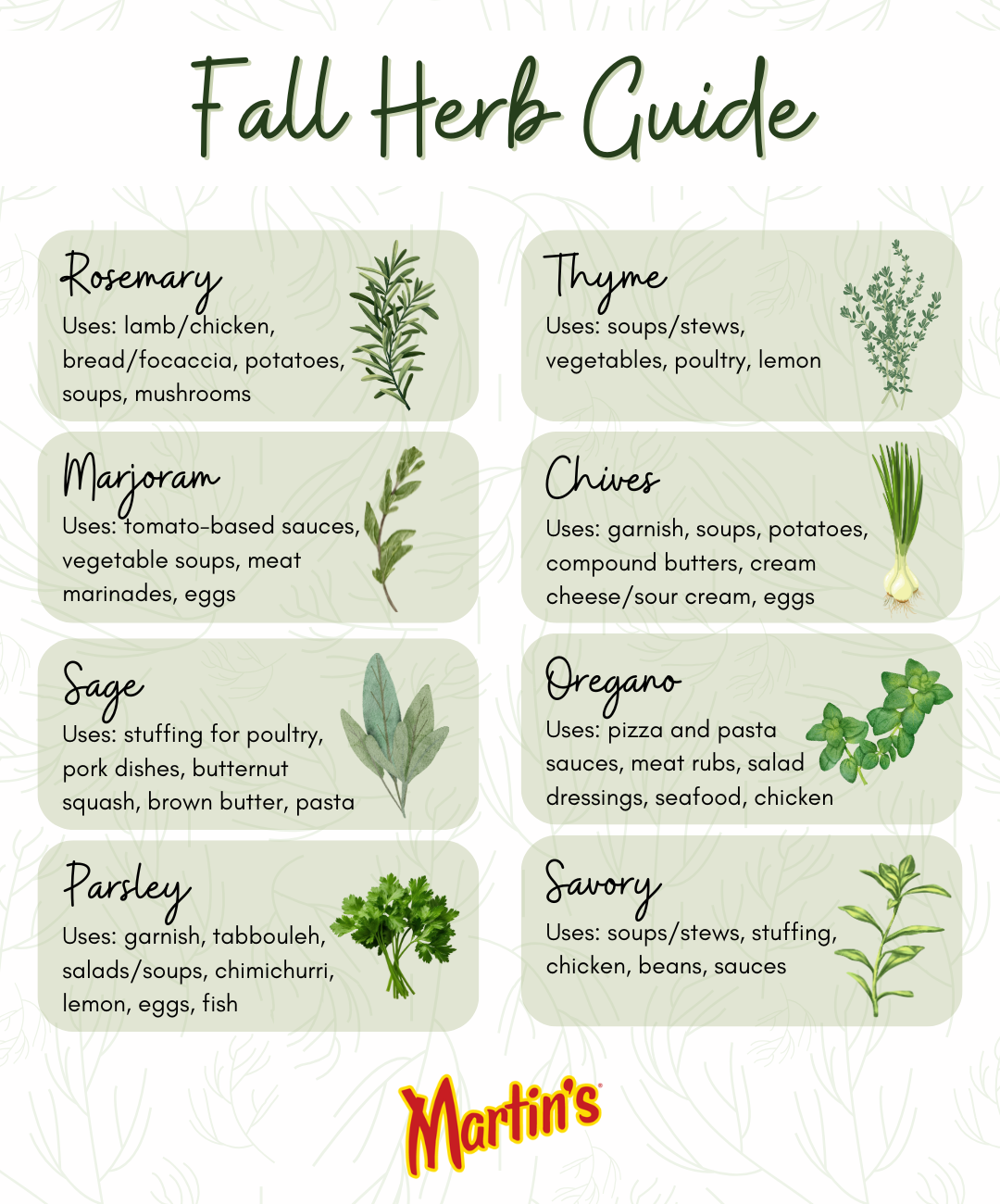 Fall Herb Guide Infographic - herbs with descriptions no garlic ...