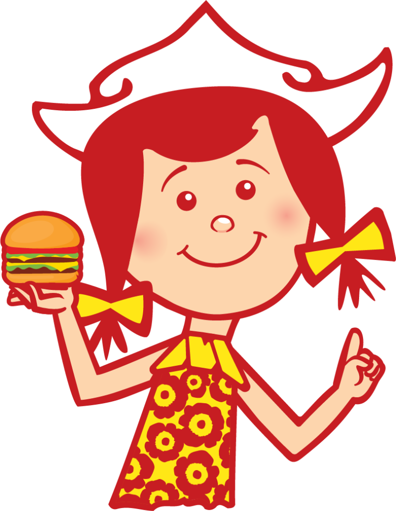 Frannie with burger - Martin's Famous Potato Rolls and Bread