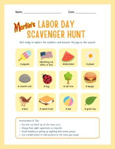 Labor Day Scavenger Hunt - Martin's Famous Potato Rolls and Bread